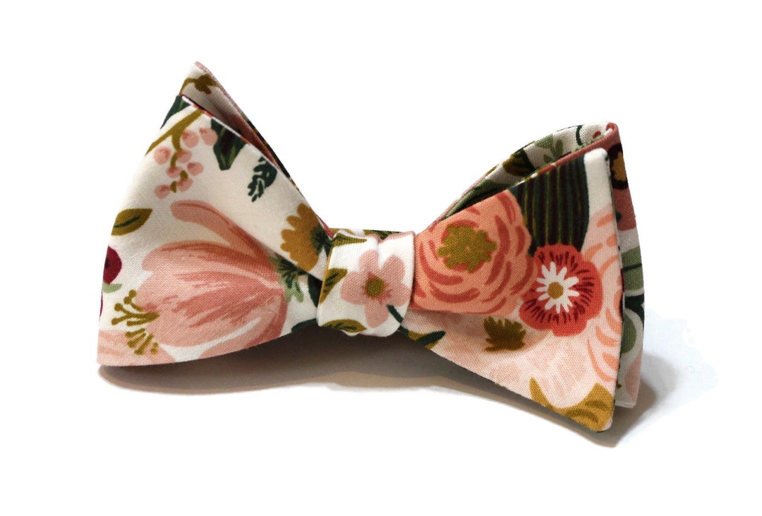 Rose Garden Party Floral Bow Tie - Rifle Paper Co Fabric - Pocket ...