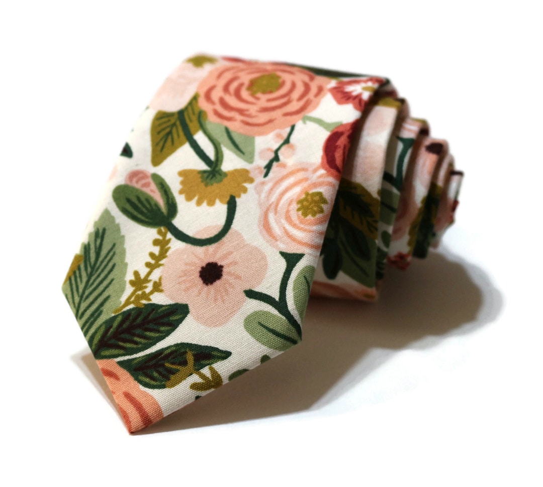 Rose Garden Party Floral Necktie - Rifle Paper Co Fabric - Pocket ...