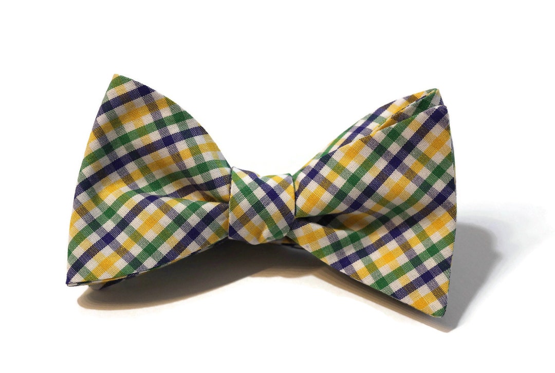 Mardi Gras Tattersall Check Bow Tie~mens Bow Tie~self Tie~pre-tied ...