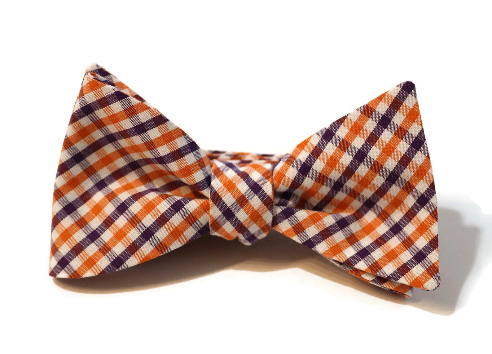 Purple & Orange Tattersall Check Bow Tiemens Self Tie Bow | Etsy