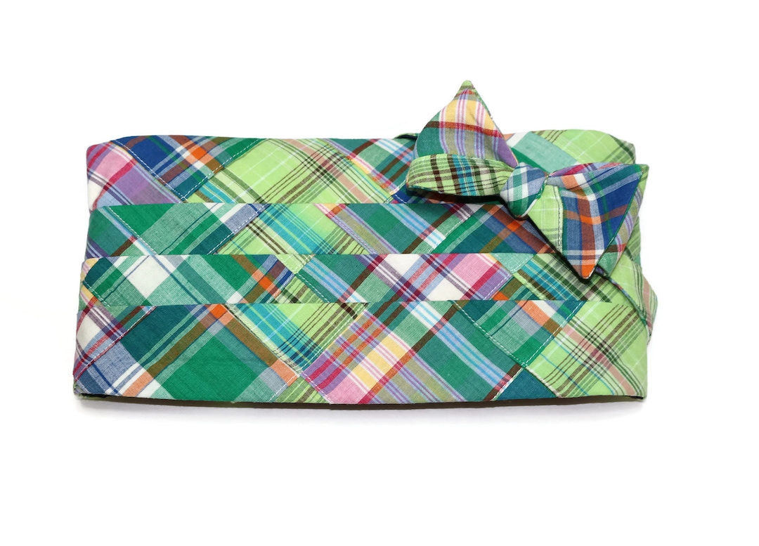 Mens Cummerbund Set~green Patchwork Cummerbund~mens Formal Wear~mens ...