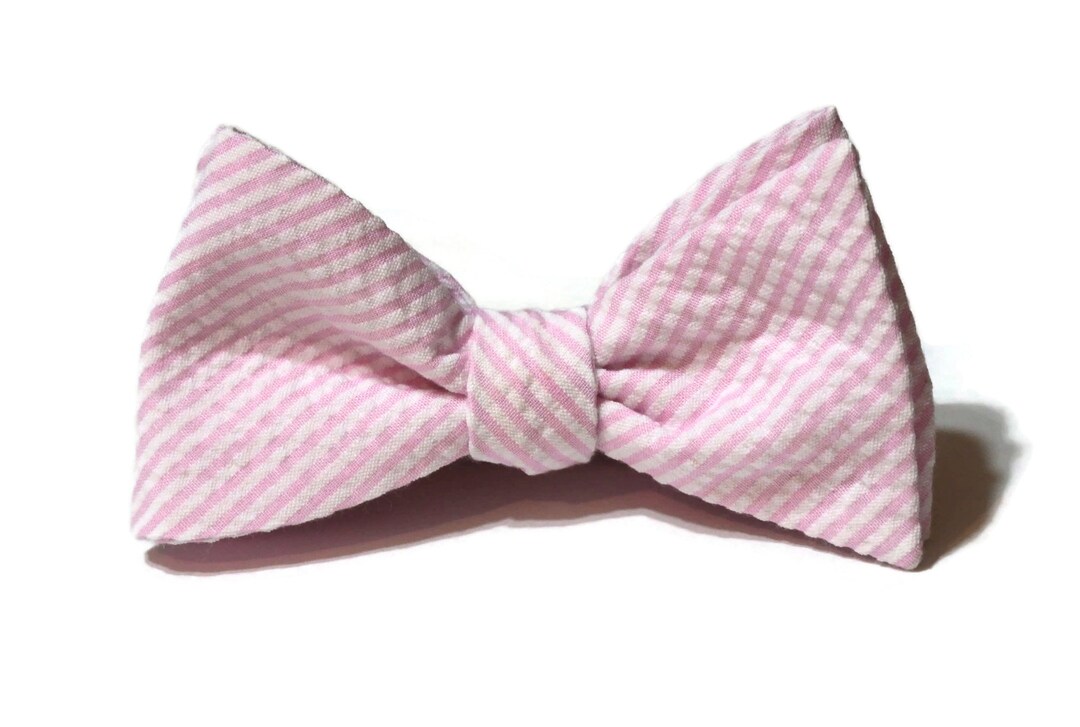 Pink Stripe Seersucker Bow Tie~mens Self Tie Bow Tie~light Pink ...