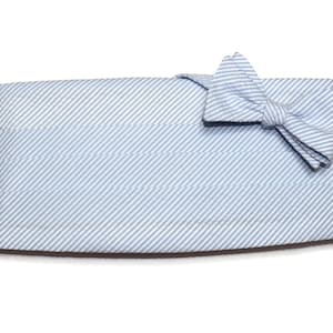 Light Blue Seersucker Stripe Cummerbund & Bow Tie~mens Cummerbund Set ...