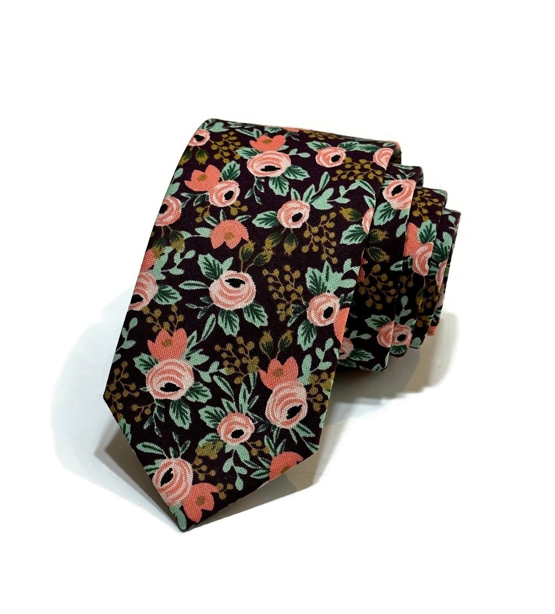 Currant Rosa Floral Necktie - Rifle Paper Co Fabric - Pocket Square ...