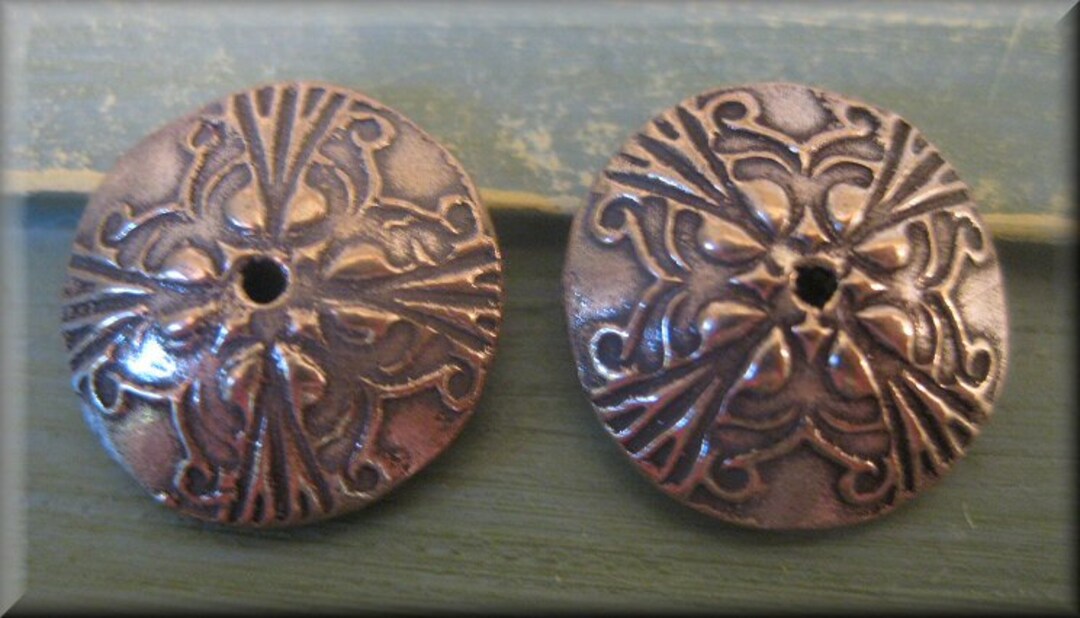 Handmade Solid Bronze Bead Caps - One Unique Pair! - Etsy