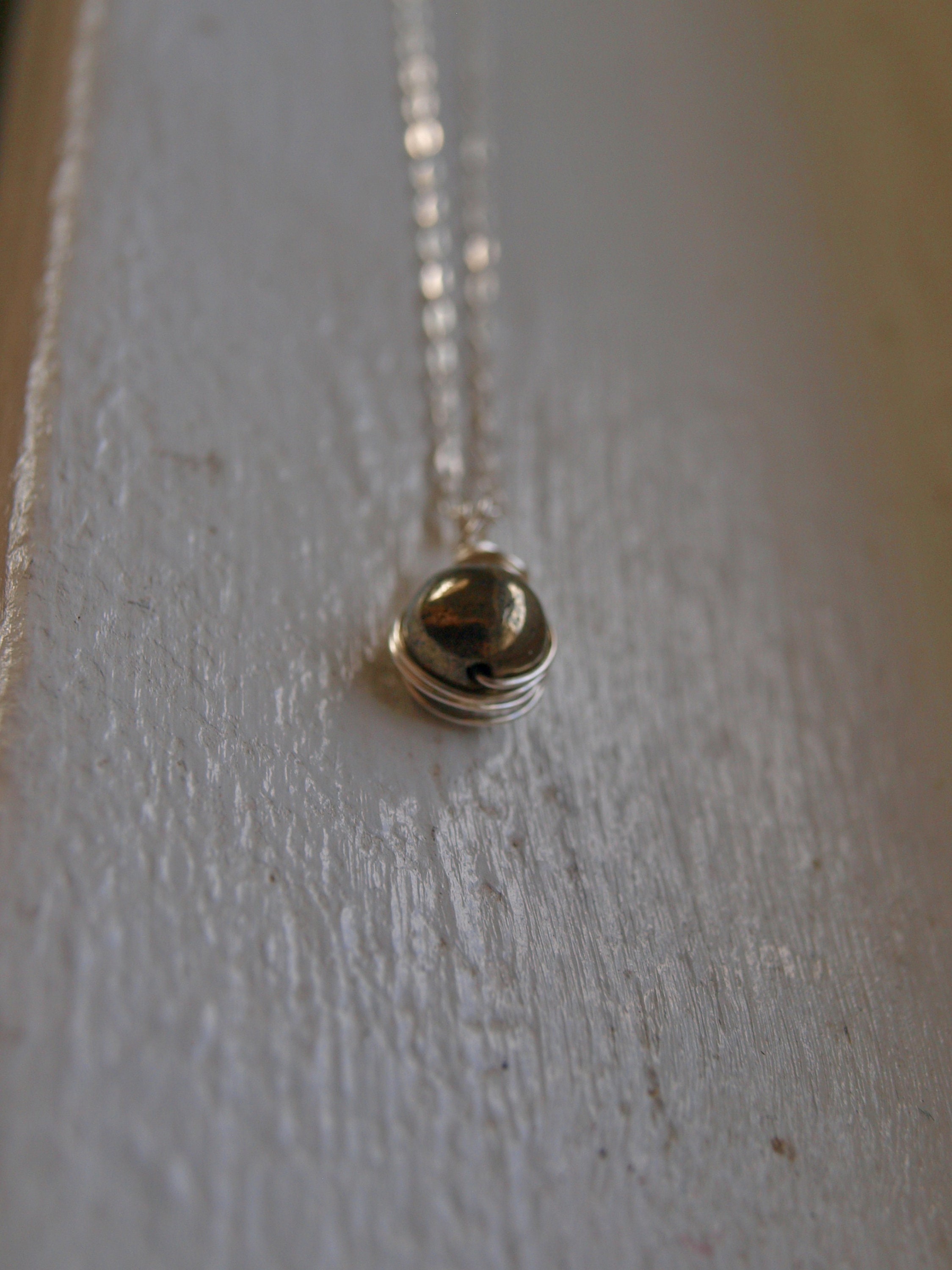 Round Pyrite Necklace Small Fools Gold Necklace Dainty Healing | Etsy