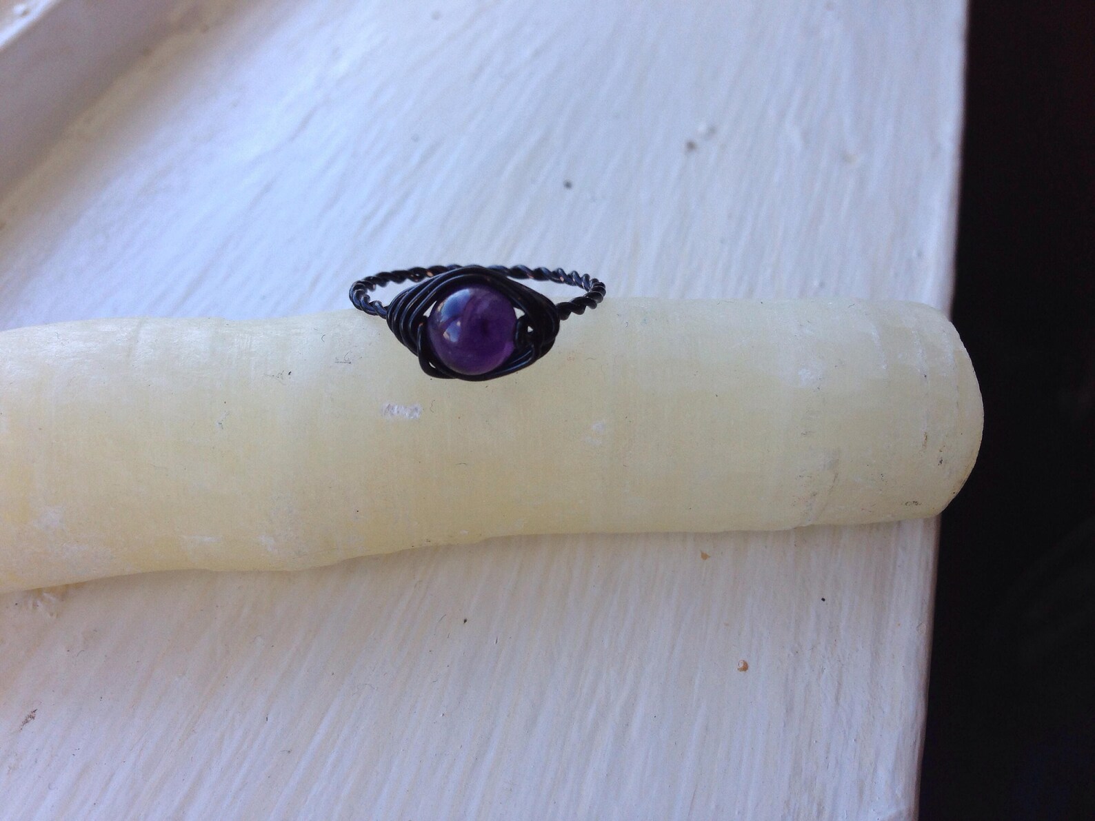 Black Amethyst Ring Amethyst Stacking Ring Steampunk | Etsy