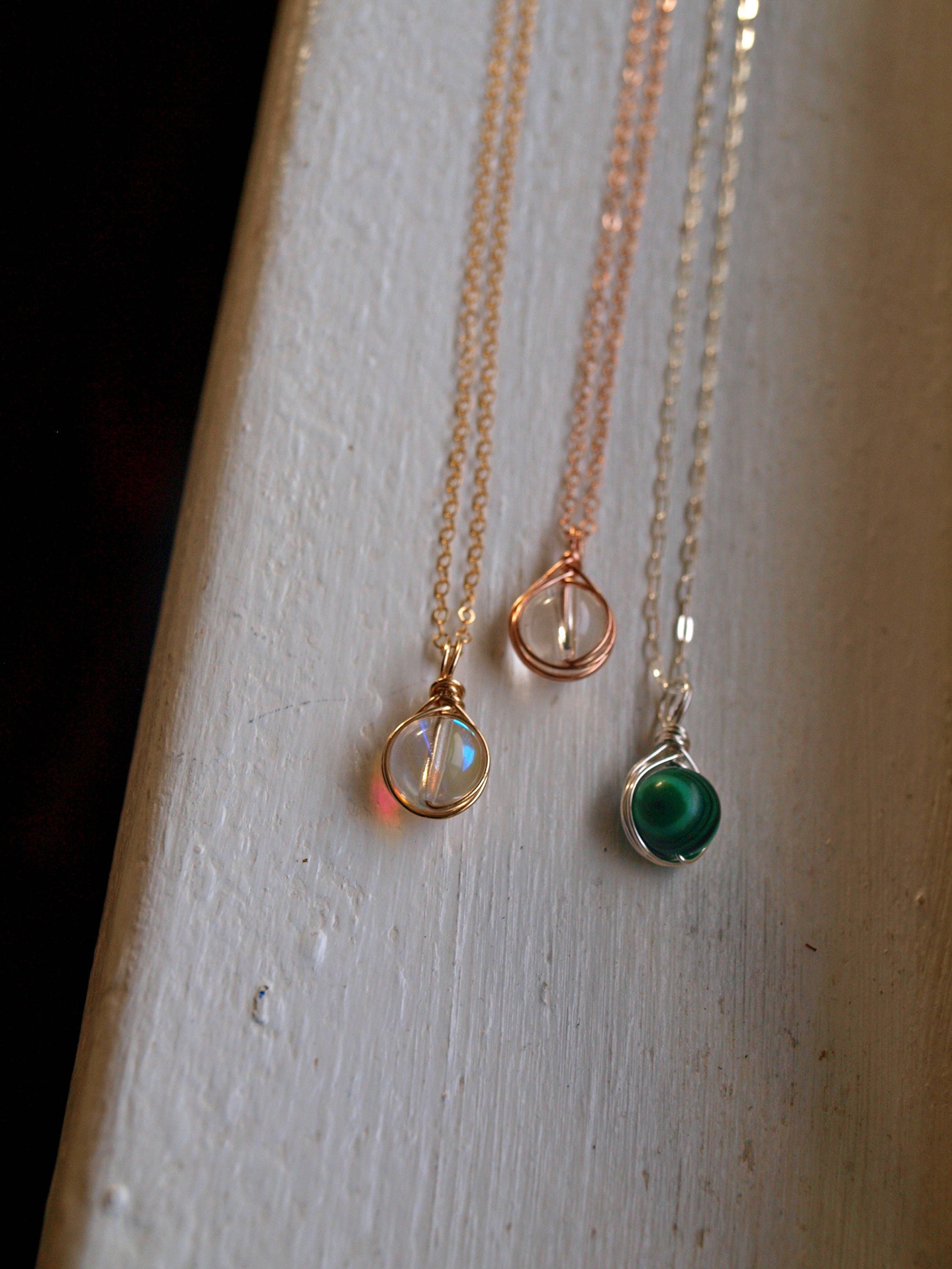 Round Pyrite Necklace Small Fools Gold Necklace Dainty Healing | Etsy