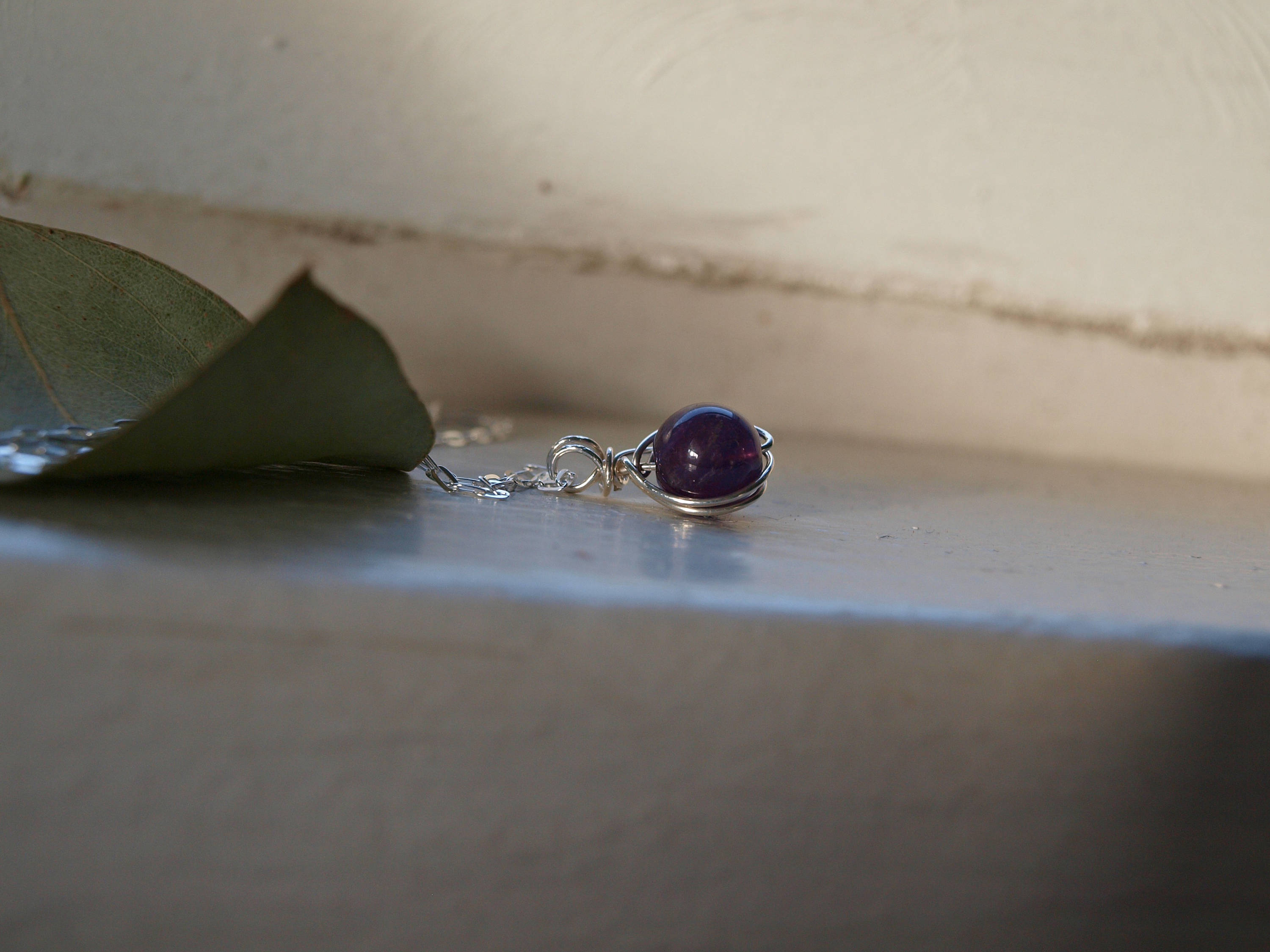 Round Amethyst Necklace Small Amethyst Necklace Dainty Healing | Etsy