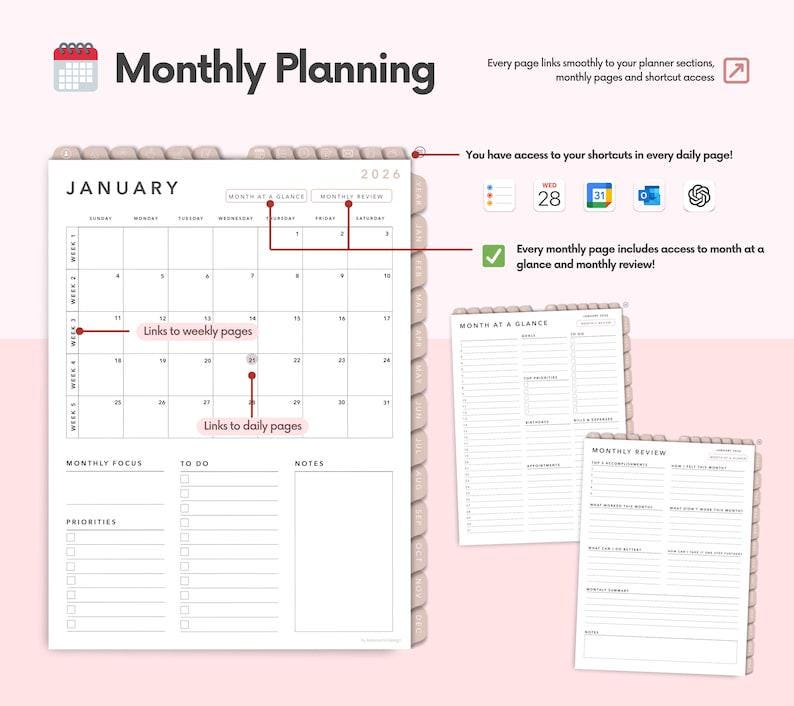 Portrait Digital Planner 2026 2027 2028 & Undated, Goodnotes Planner ...