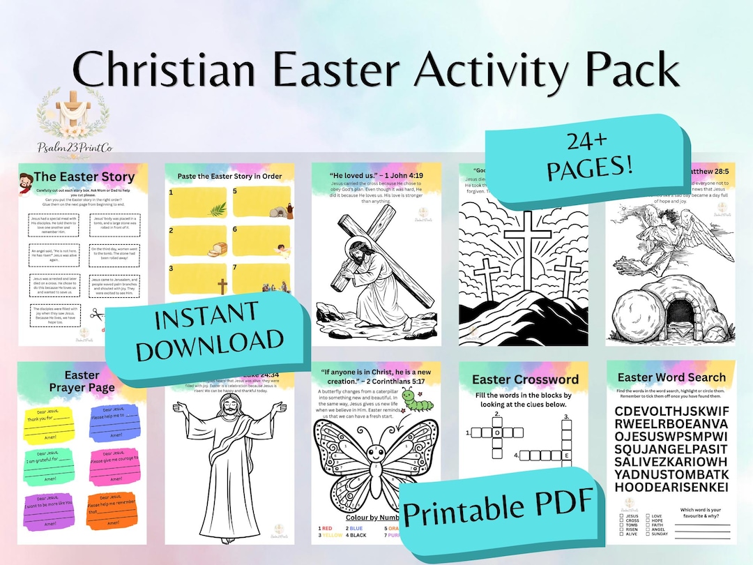 Christian Easter Activity Pack for Kids, Printable Easter Worksheets ...