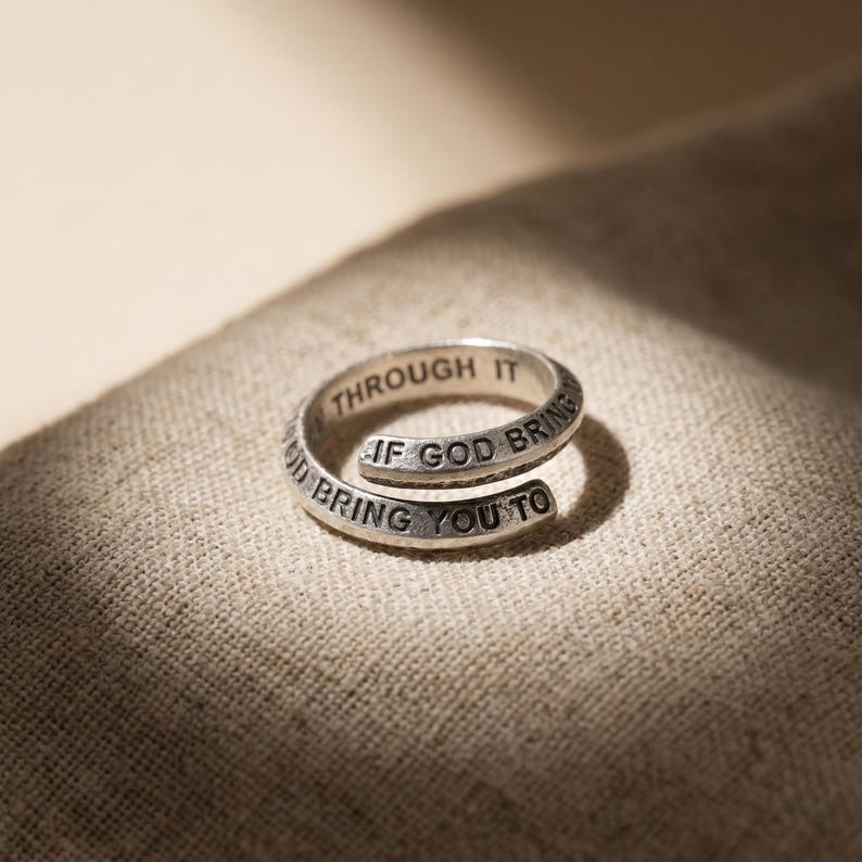 Sterling Silver Ring Christian Inspirational Adjustable Ring Faith ...
