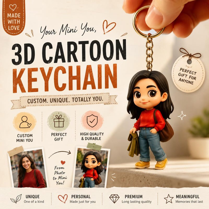 Cartoon Figure Key Chain - Etsy