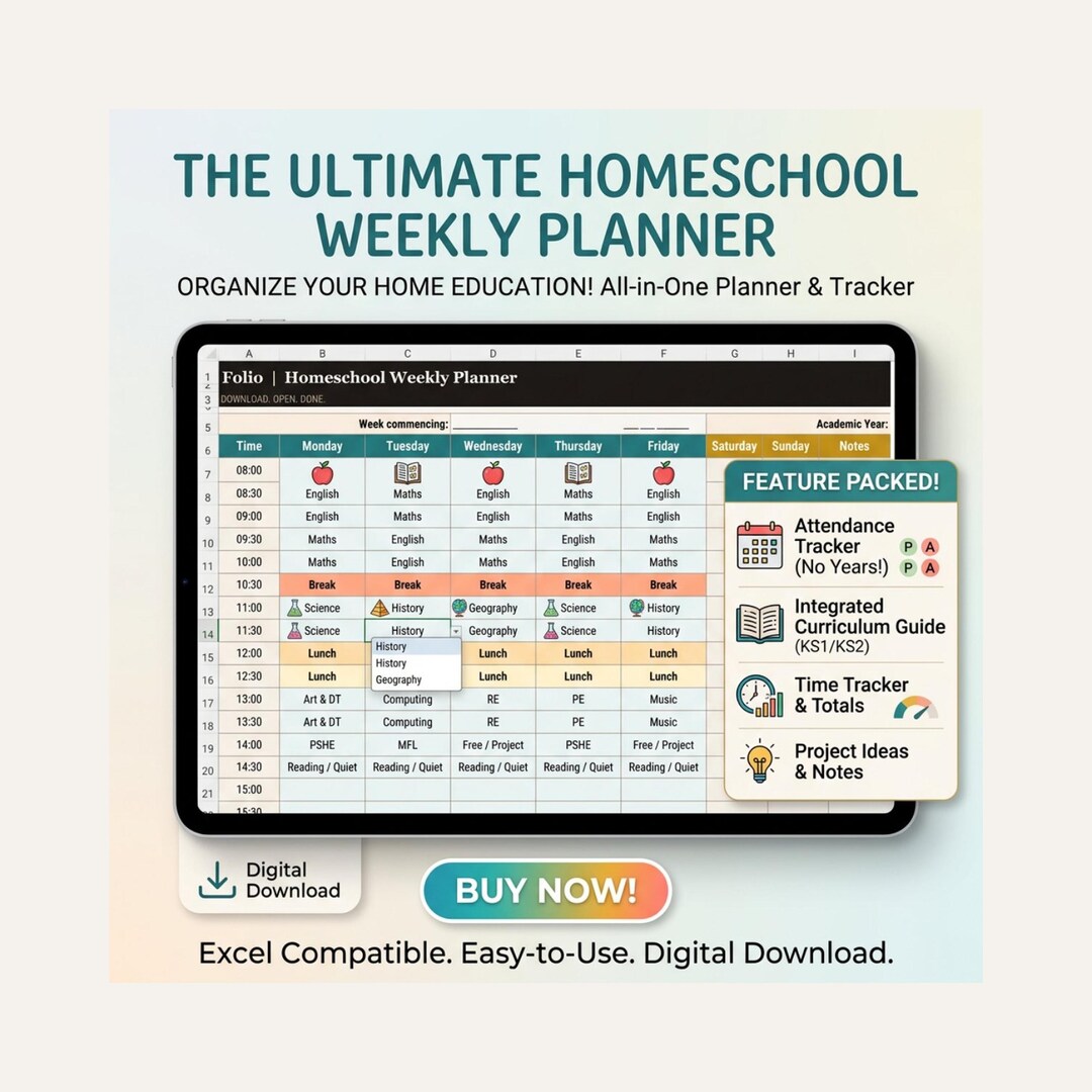 Homeschool Weekly Planner - Etsy