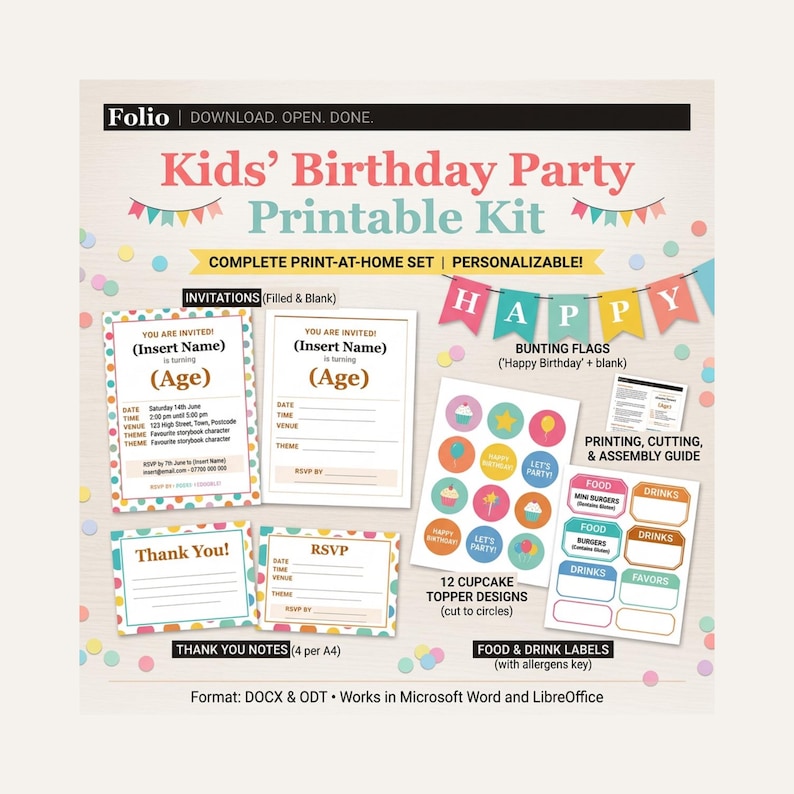 Kids Birthday Party Printable Kit - Etsy