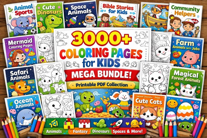 3000+ Coloring Pages Mega Bundle | Kids Printable PDF Collection ...
