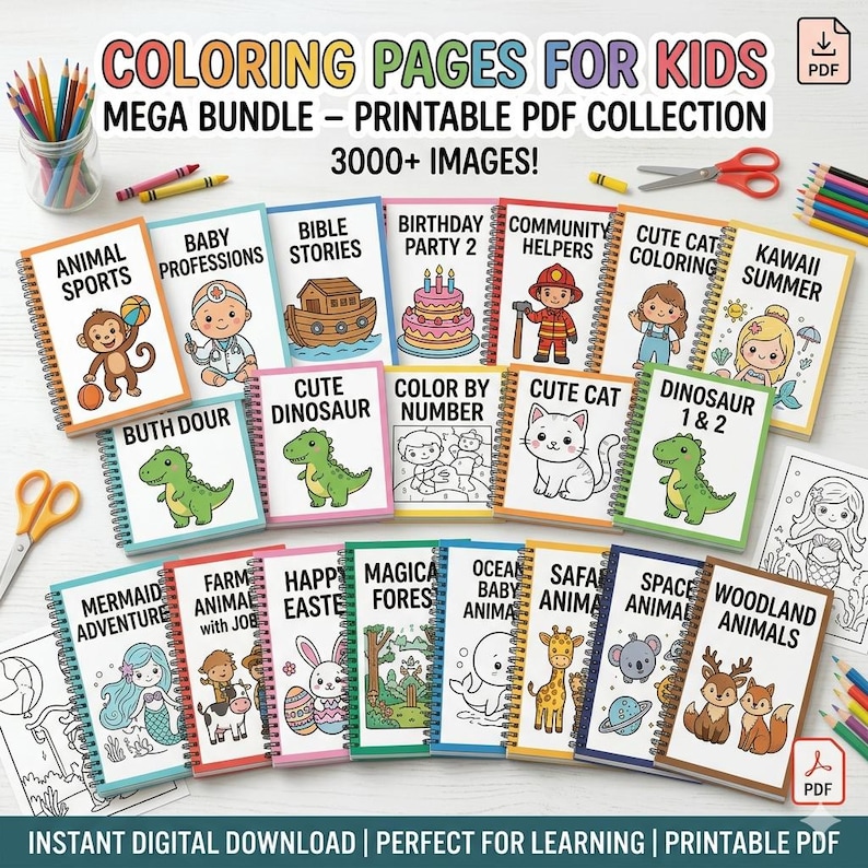 3000+ Coloring Pages Mega Bundle | Kids Printable PDF Collection ...