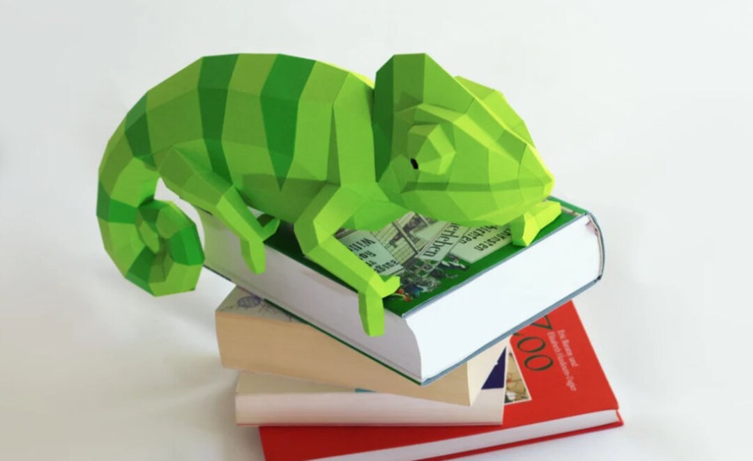 Papercraft Chameleon Sculpture DIY Pre-cut Kits Origami 3D - Etsy
