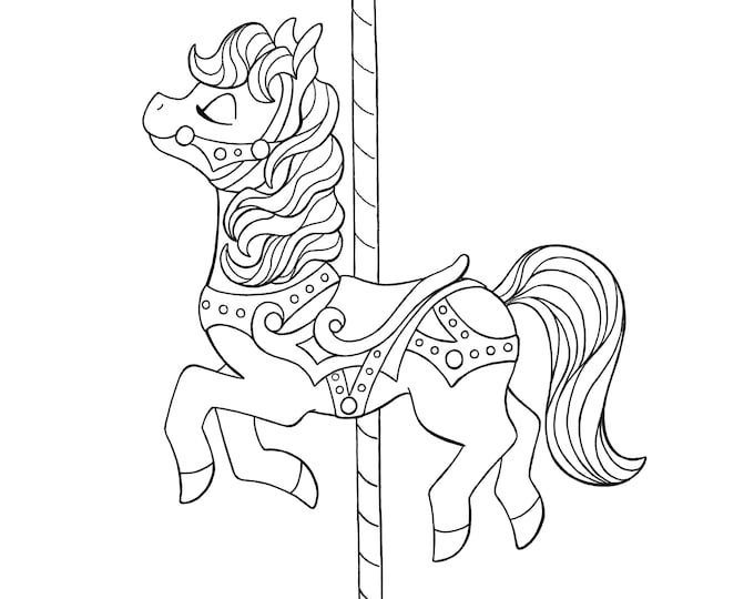Printable Carousel Coloring Pages - Etsy