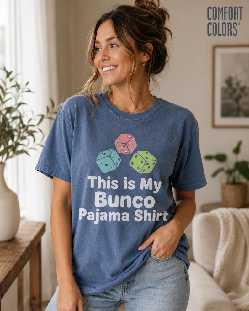 Bunco Dice Game Pajama Shirt, Funny Graphic Tee, Pastel Dice Party Top ...