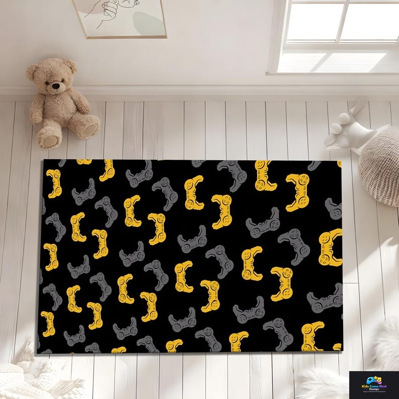 Gaming Controller Pattern Rug, Gamer Room Decor Carpet, Video Game ...