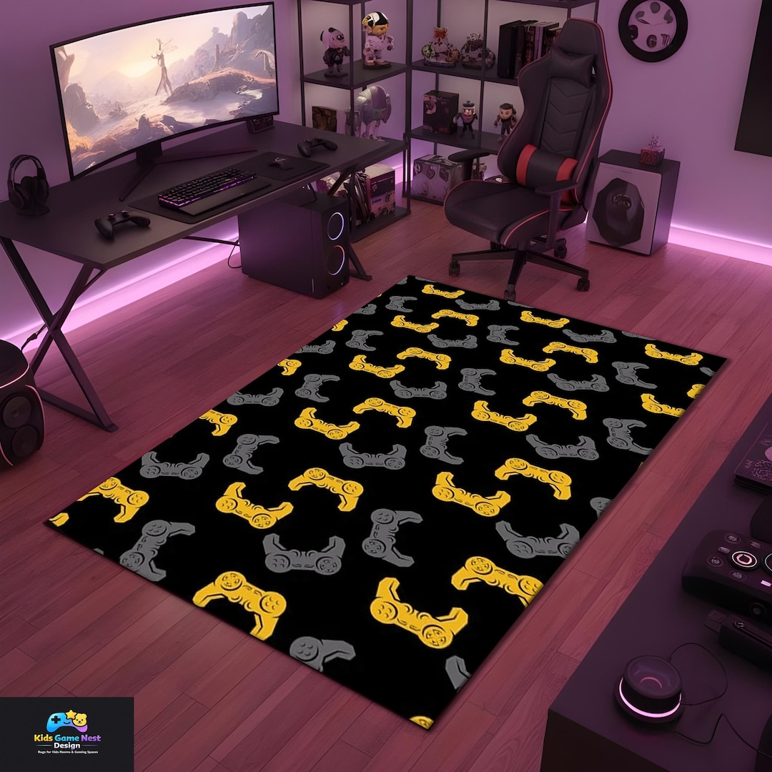 Gaming Controller Pattern Rug, Gamer Room Decor Carpet, Video Game ...