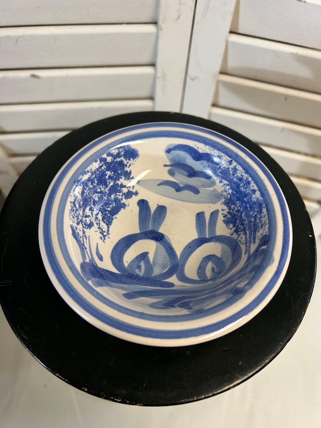 Vintage Primitive Style Jamestown Collection Pottery Bowl With Bunny ...