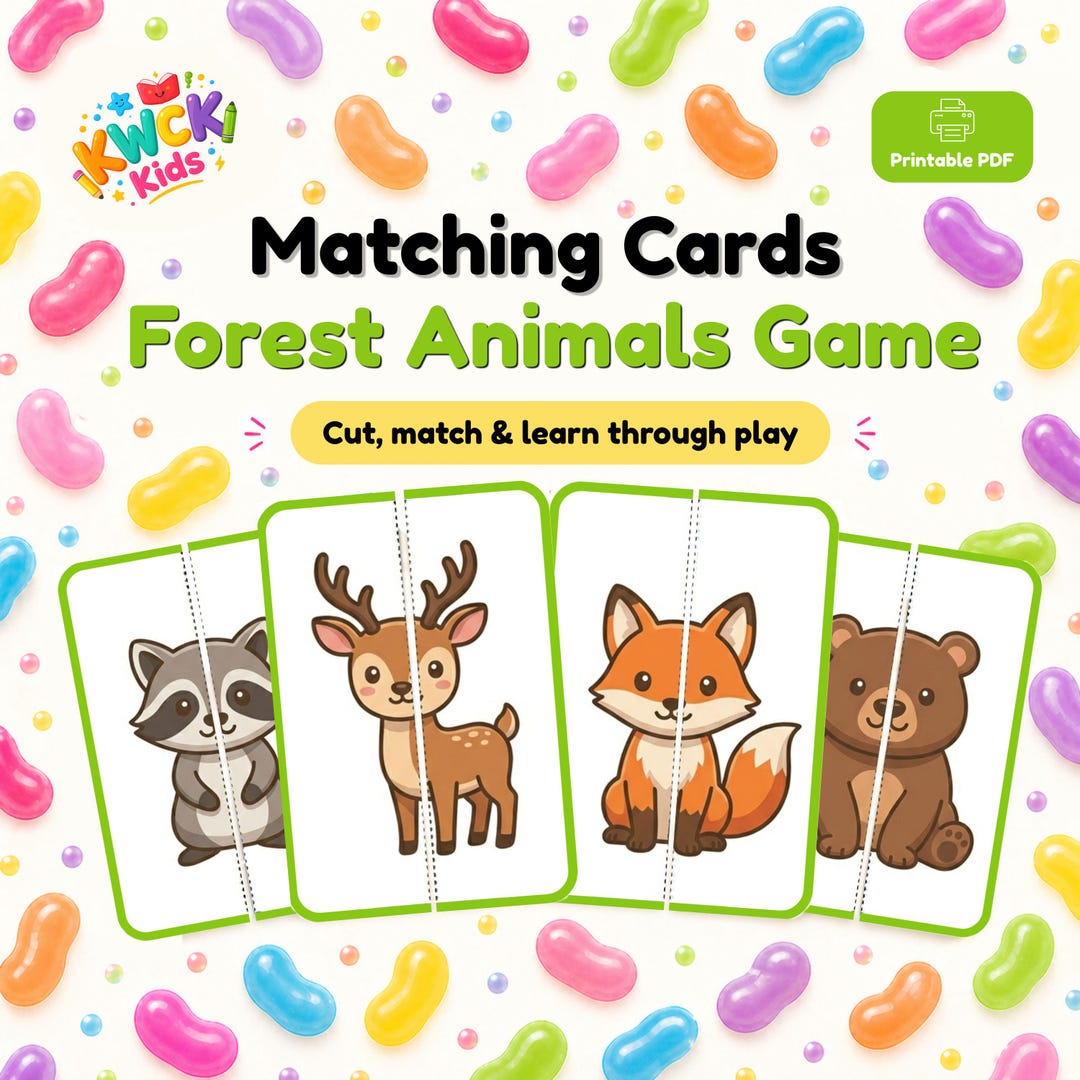 Forest Animals Matching Cards Game | Preschool Toddler Activity (PDF ...