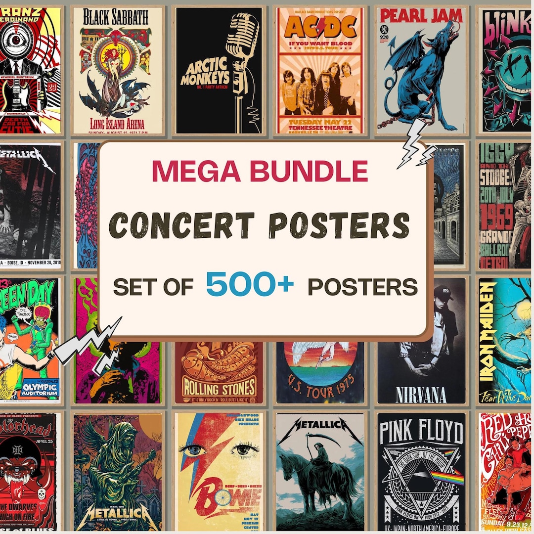 Concert Posters Collection - Set of 500+ Music Posters, Digital Vintage ...