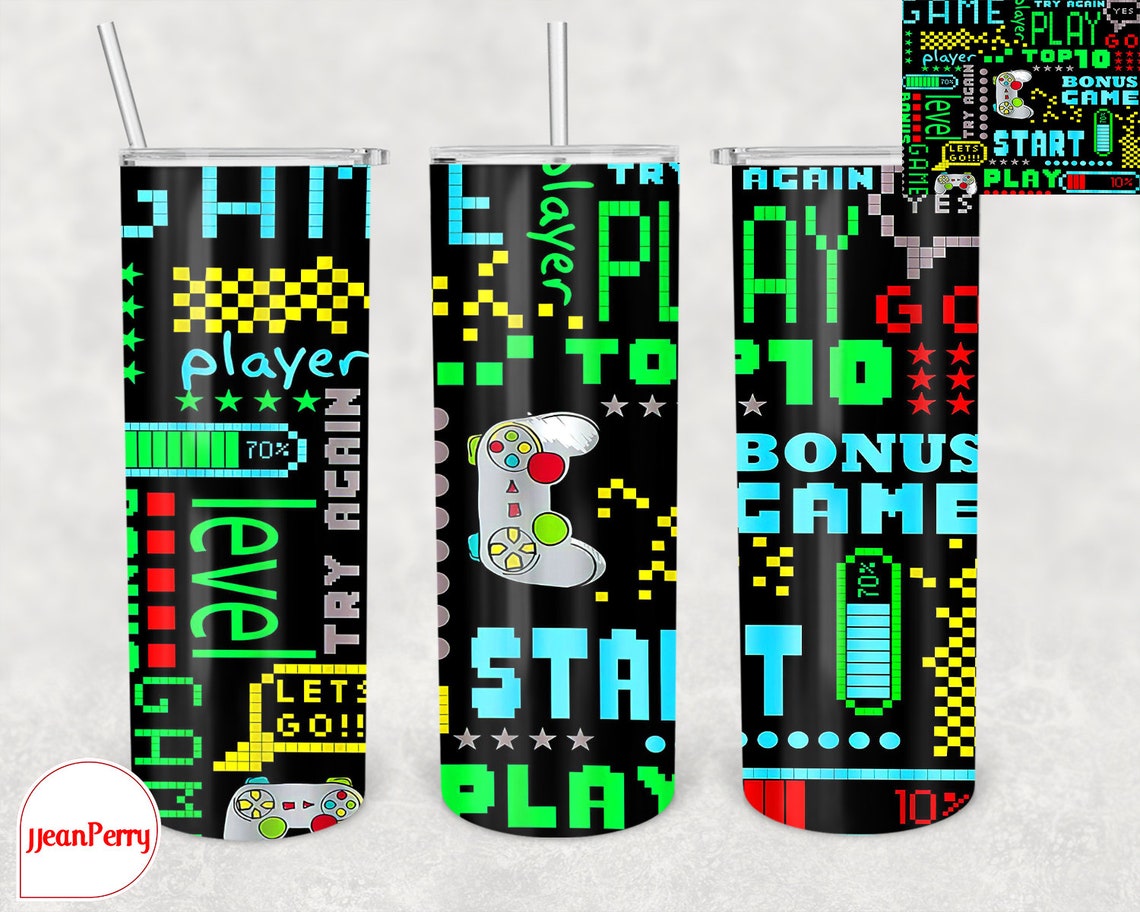 Gamer Sublimation Design Gaming Tumbler Wrap 20oz Skinny Etsy