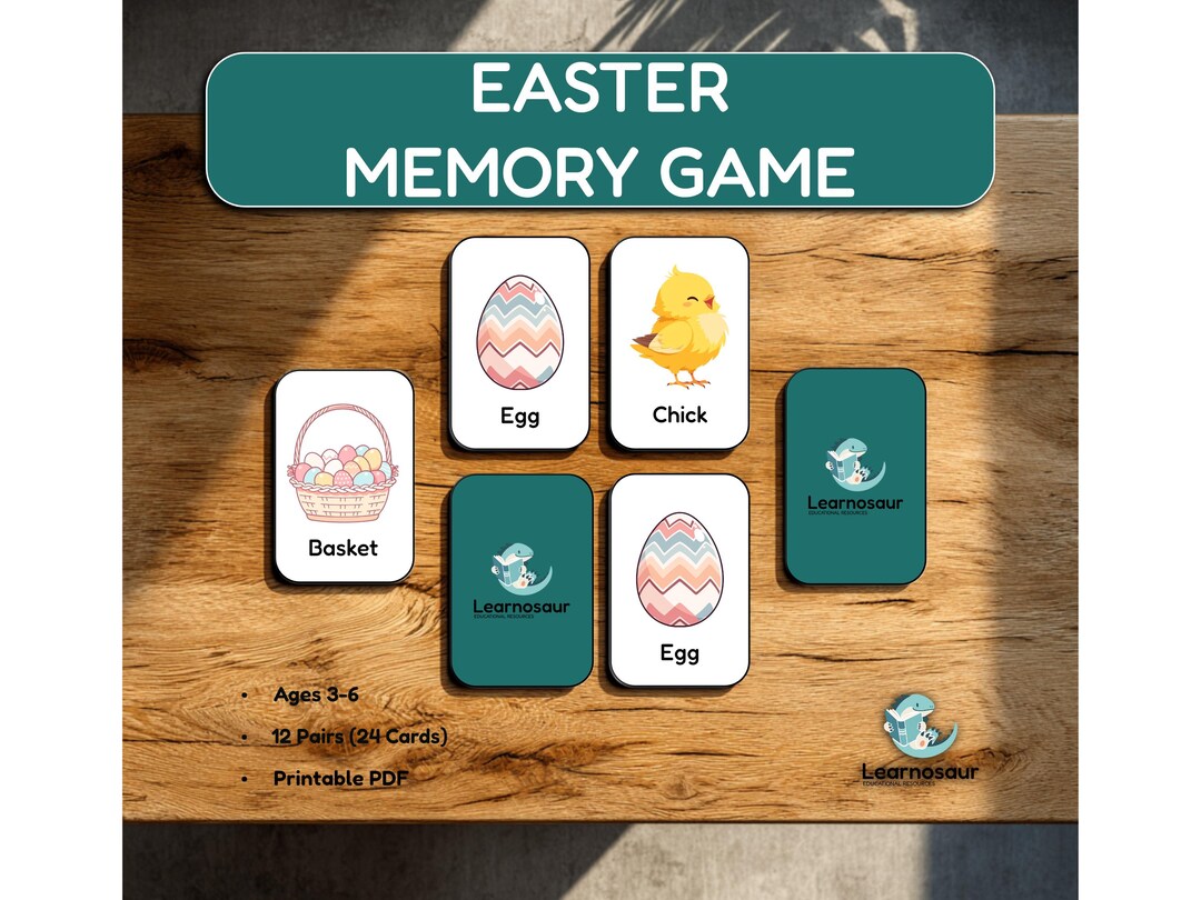 Easter Memory Game Printable, Matching Game for Kids, Toddler Activity ...