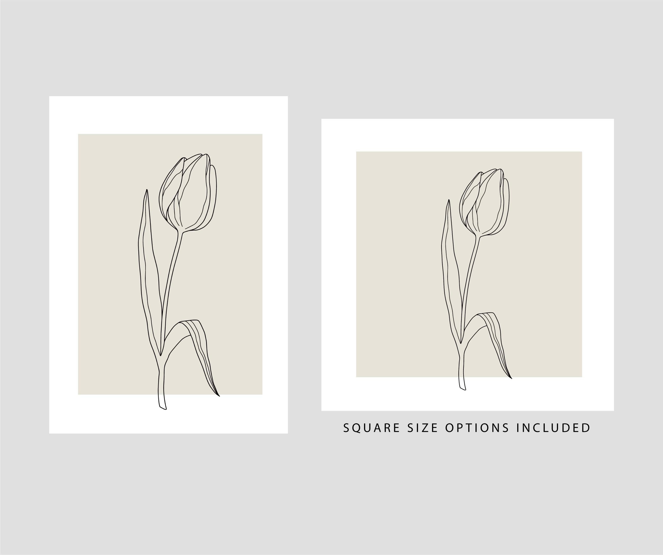 Spring Flower Line Art, Set of 3 Prints, Botanical Wall Art, Neutral ...
