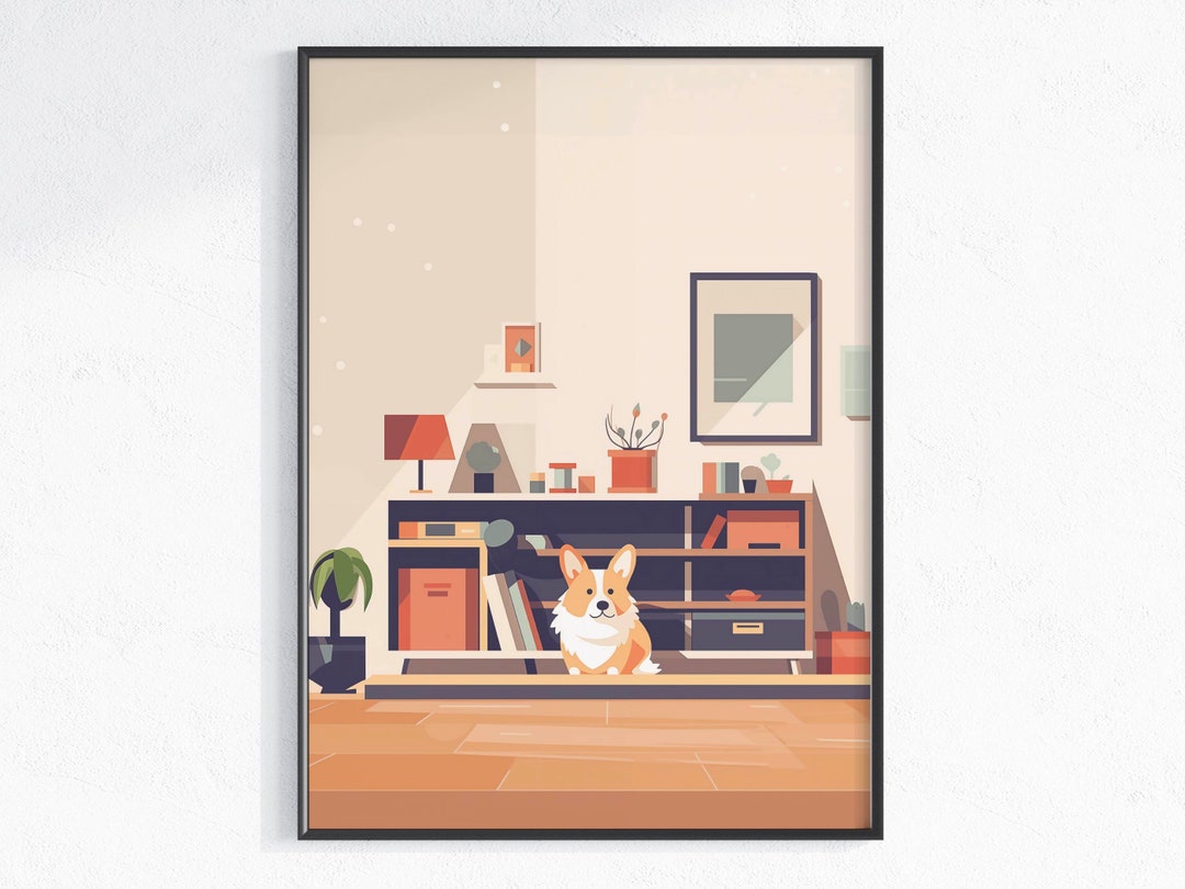 Corgi Dog Poster - Digital Download, Plant Lover Decor, Bohemian Corgi ...