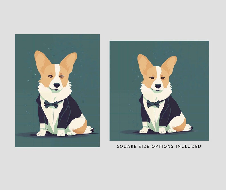 Charming Sexy Corgi Wearing Tuxedo, English Agent Dog Artwork, James ...