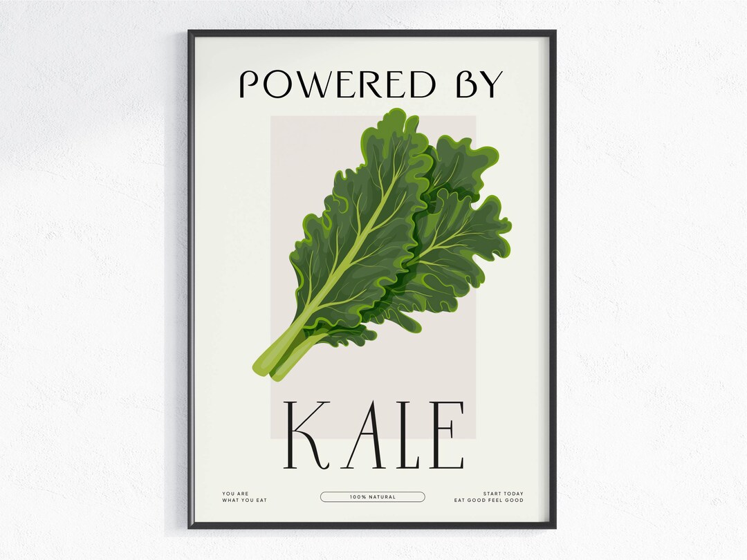 Powered by Kale Art Print, Digital Download, Kitchen Decor Printables ...