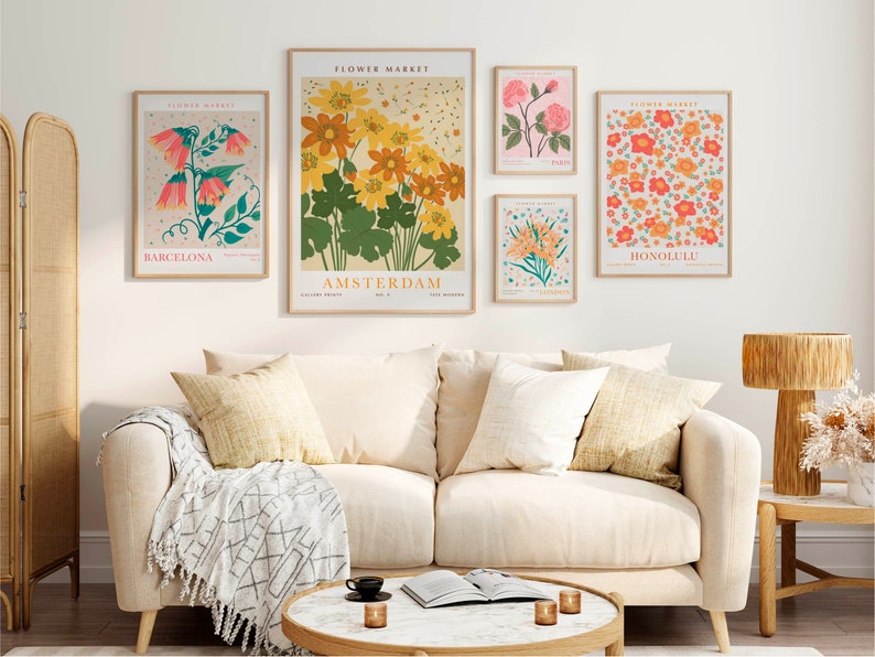 Flower Wall Art Set, Floral Art Prints, Botanical Poster Set, Honolulu ...