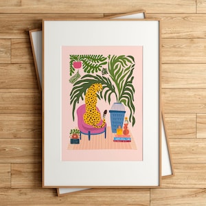 Leopard and House Plants Print, Plants Printable Wall Art, Digital ...