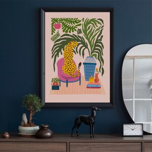 Leopard and House Plants Print, Plants Printable Wall Art, Digital ...