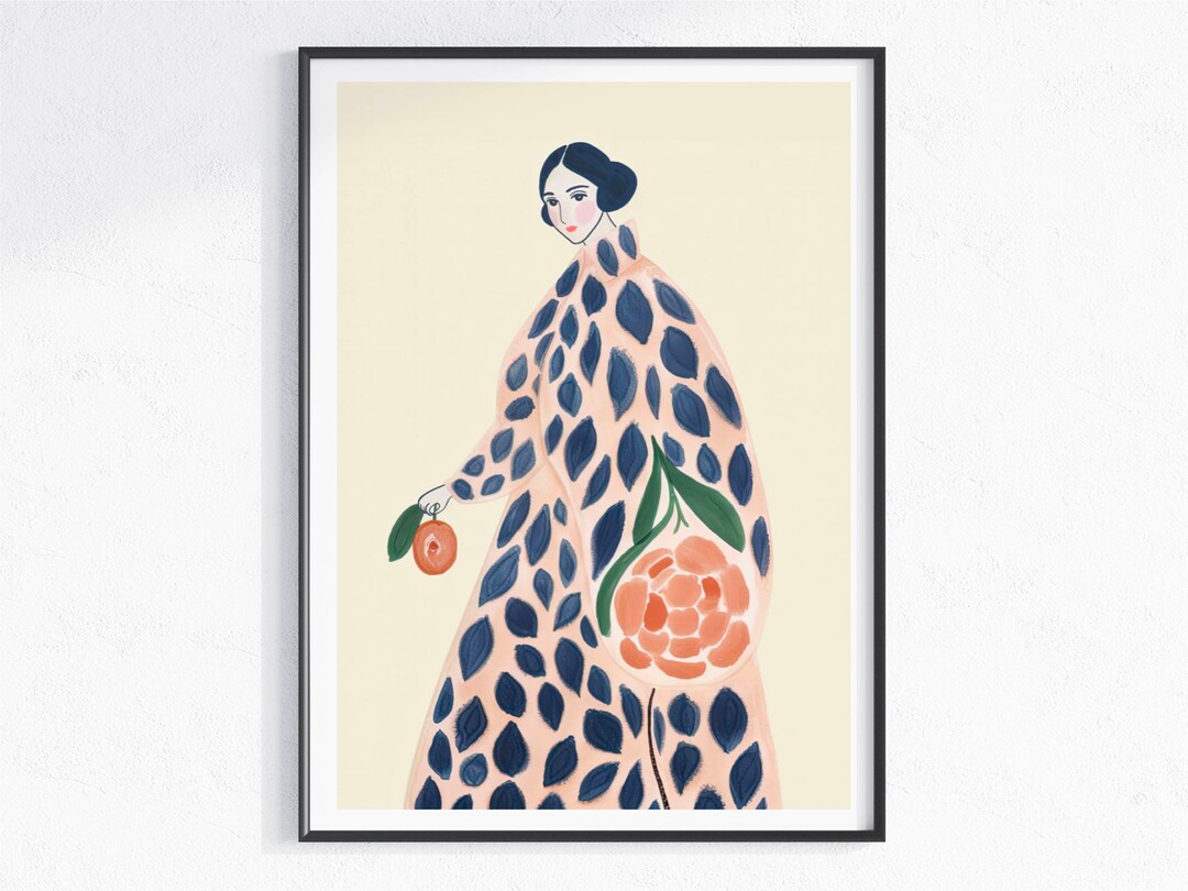 Pink Flower Lady Art Print, Flower & Plant Lady Wall Art, Botanical ...