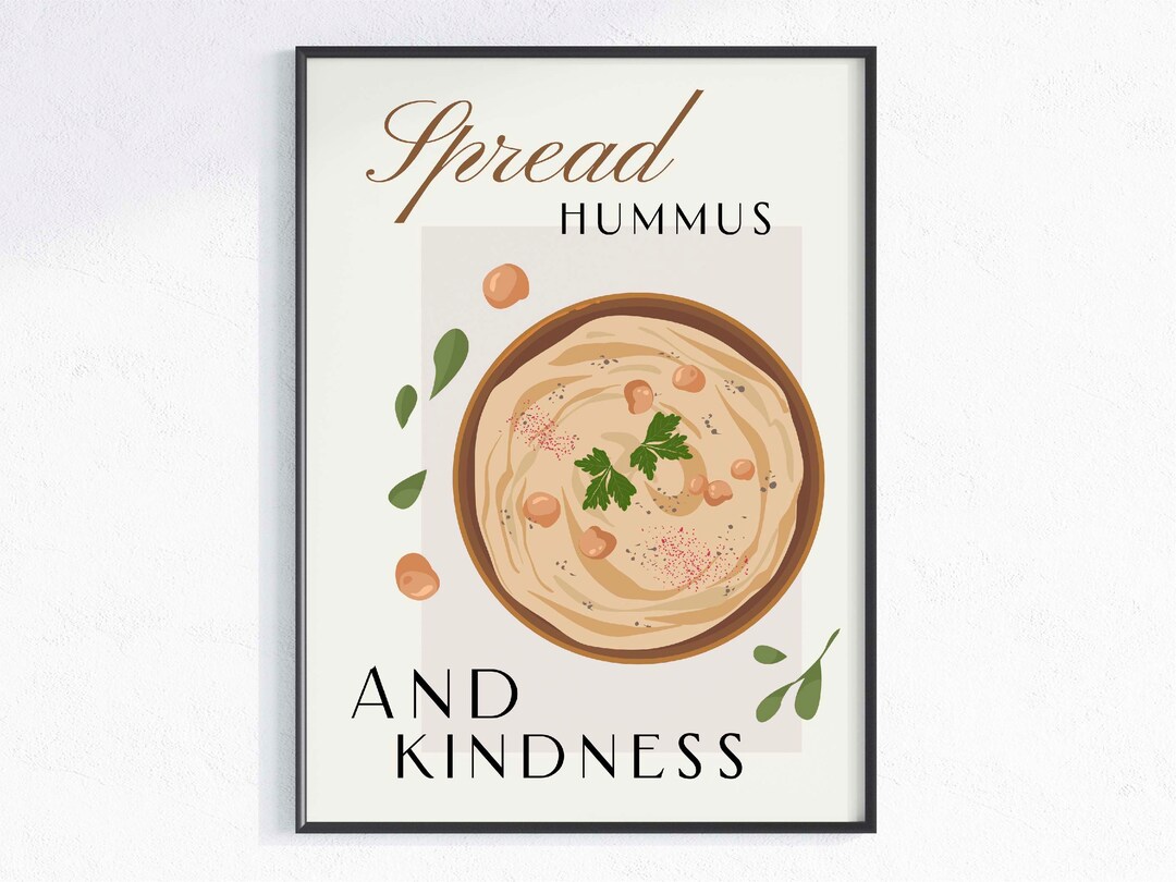 Spread Hummus and Kindness Art Print, Vegan Cooking, Vegan Kitchen ...