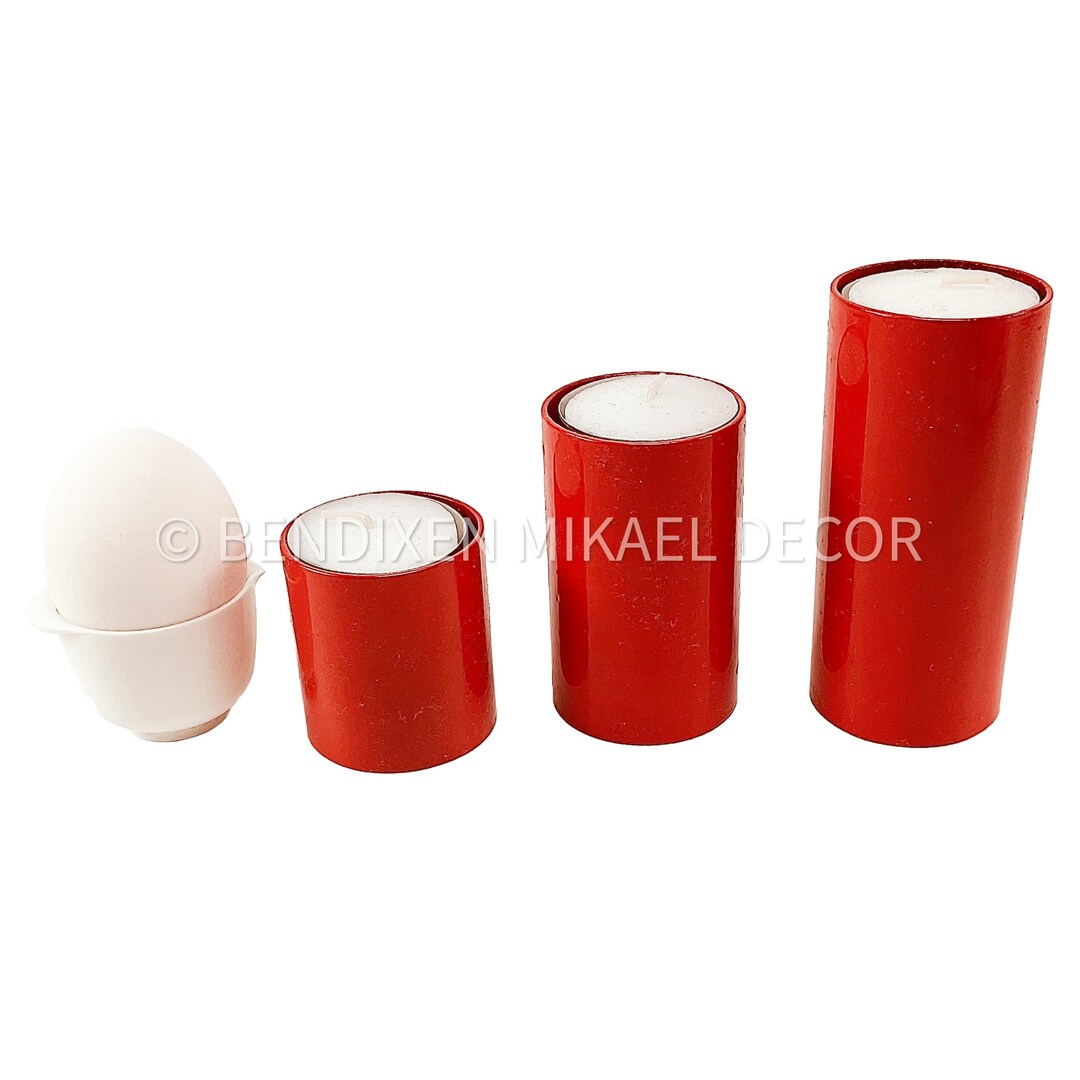 Fire Engine Red Metal Mid Century Scandinavian Candle Holder - Etsy