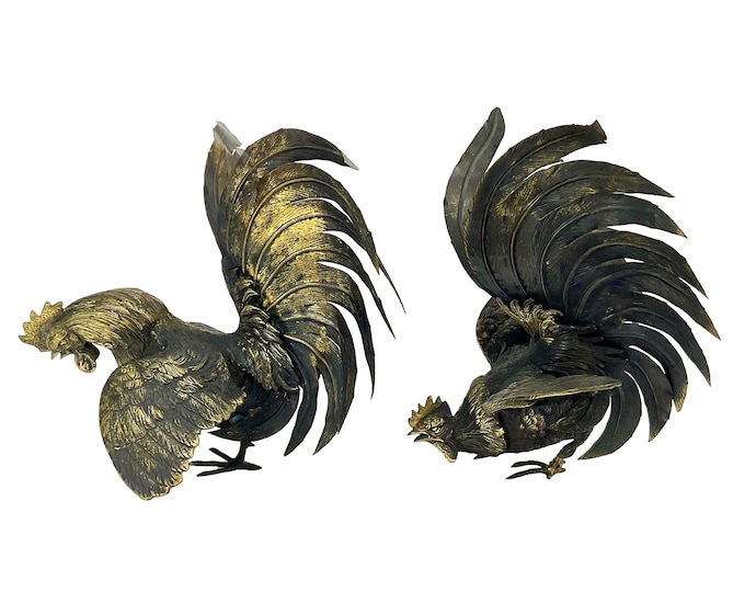 1960s Brass Fighting Roosters Sculpture: Mid-century Modern Pair - Etsy