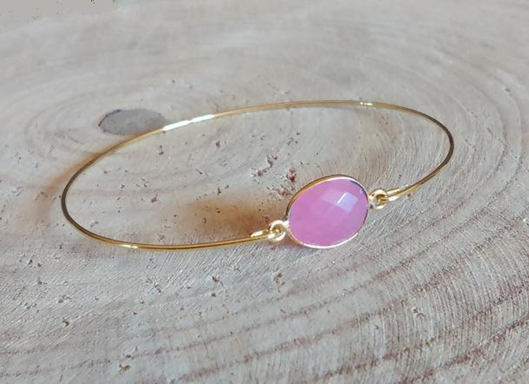 Pink Jade Gemstone Bangle Pink Jade Gemstone Bracelet Pink Stone ...
