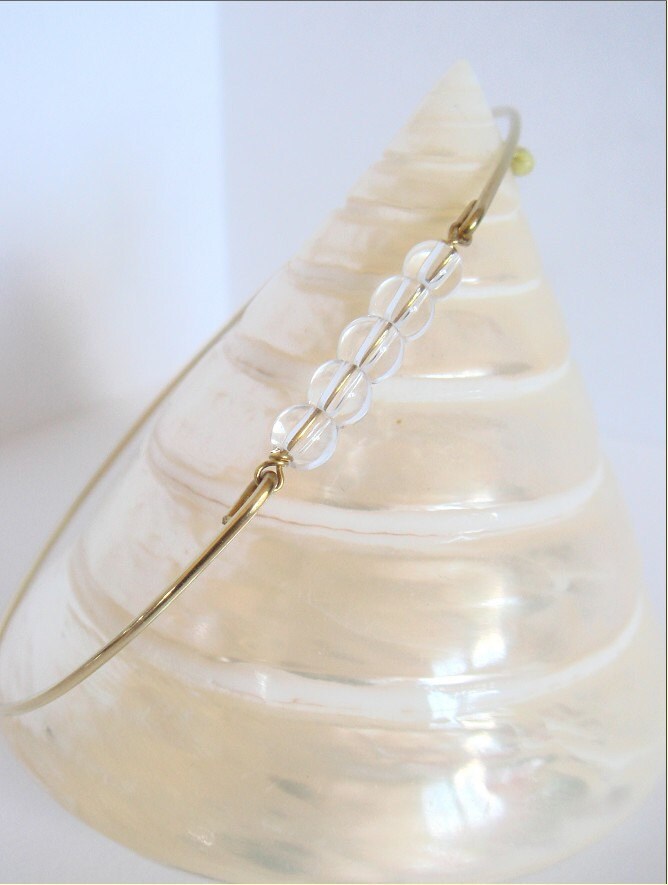Natural Rock Crystal Beads Bangle Gold Bangle Gemstone - Etsy