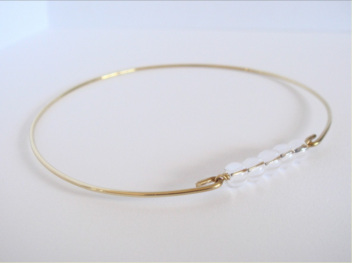 Natural Rock Crystal Beads Bangle Gold Bangle Gemstone - Etsy