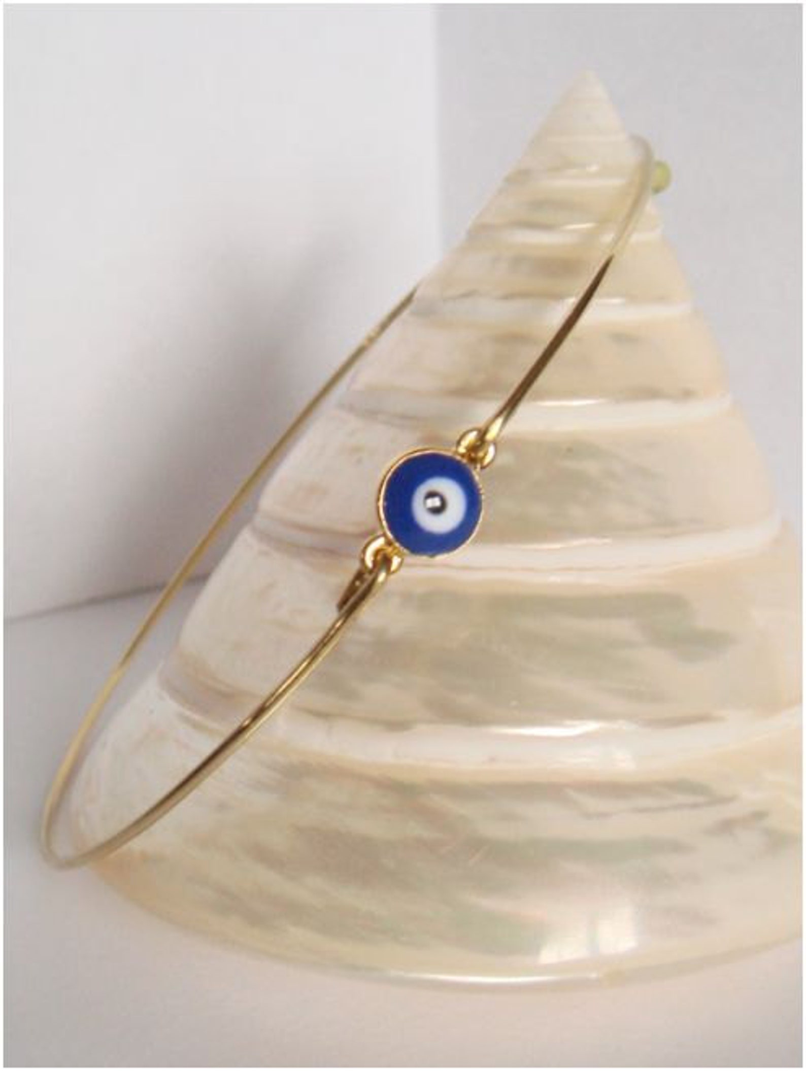 Gold and Dark Blue Evil Eye Bangle Evil Eye Bracelet - Etsy