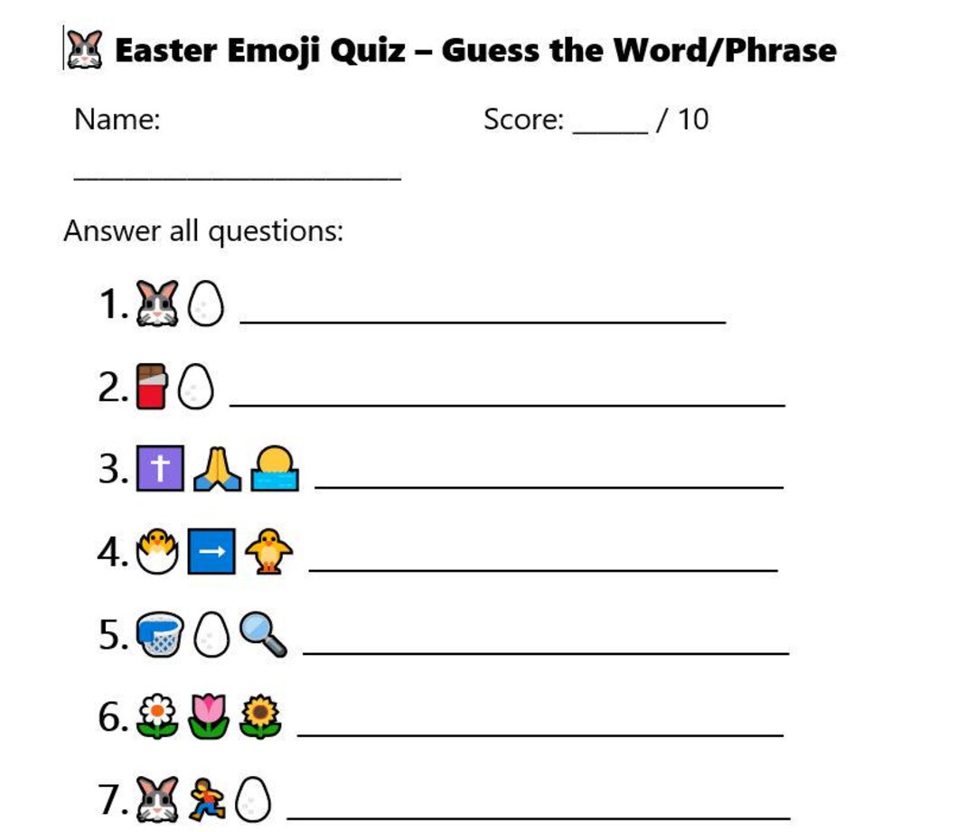 Easter Quiz Pack of 3 – Emoji, Trivia, Anagrams, Kid Friendly (PDF ...