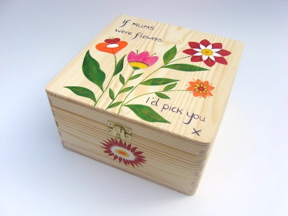 Items similar to Large hand-painted Mother's Day keepsake box, Mum's ...