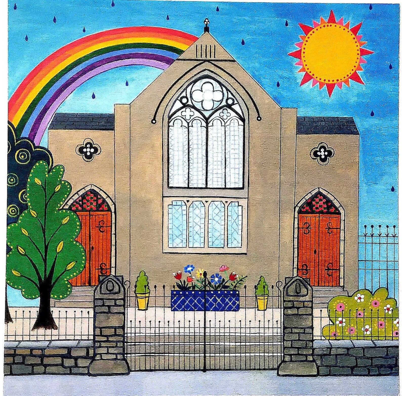Church Greeting Card 'rainbow Church' Birthday Card - Etsy