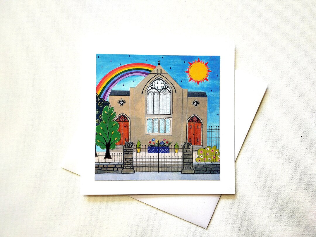 Church Greeting Card, 'rainbow Church' Birthday Card, Blank Greeting ...